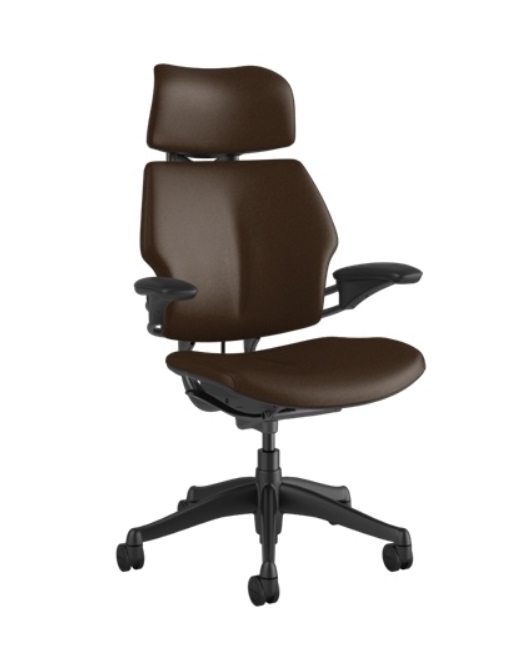 Humanscale Freedom Headrest Chair, Fully Adjustable, Dark Brown Leather ...